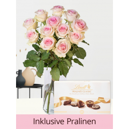 Rosenstrauß Anna + Lindt Classic | Frische Rosen | Surprose.de