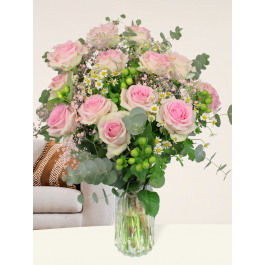 Winterstrauß Rosa Rosen | Gratis Glasvase | SURPROSE.DE